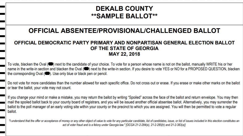 DeKalb County sample ballot – General Primary Election – May 22, 2018 ...